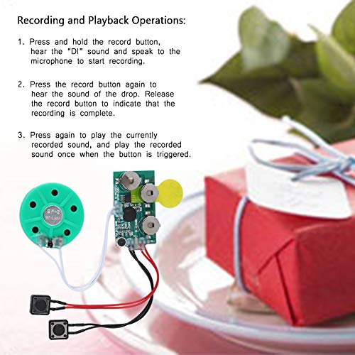 Recordable Voice Module for DIY Greeting Card Music Sound Talk Chip Musical Audio Radio Recorder Regard for Christmas Cards, Creative Gift Boxes, Jewelry Boxes, Crafts, Children's Toys