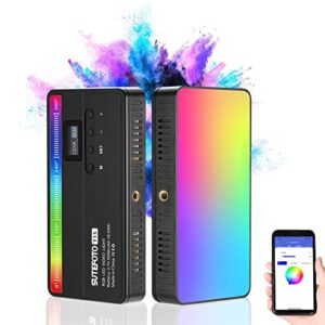 sutefoto rgb led video light 15 (w) /360° full colors/cri 96+/5000mah battery/ 2800k-10000k on-camera lighting mini pocket light for vlog youtube videos, portable led camera light.