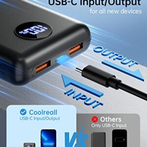 Coolreall Small Power Bank 20000mAh, 22.5W PD & QC4.0 Fast Charging Portable Charger, Compact External Battery USB C Input/Output with LED Display for iPhone Samsung Huawei Xiaomi AirPods etc