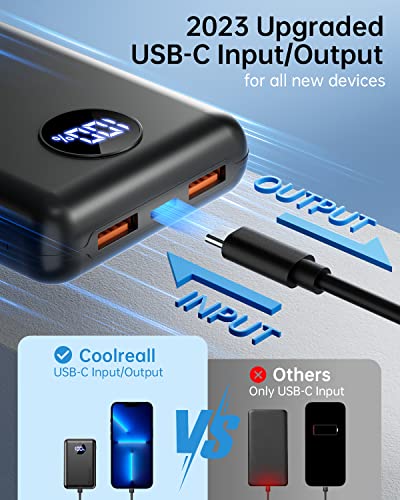 Coolreall Small Power Bank 20000mAh, 22.5W PD & QC4.0 Fast Charging Portable Charger, Compact External Battery USB C Input/Output with LED Display for iPhone Samsung Huawei Xiaomi AirPods etc