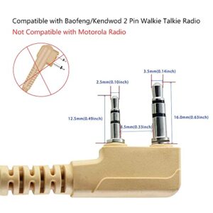 JUYODE Acoustic Tube Earpiece Security Surveillance Headset for Baofeng uv 5r BF-888S Kenwood 2 Pin Walkie Talkie Radio Law Enforcement with Mic PTT - Beige