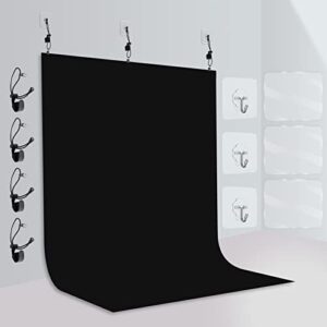 emart 8.5x10ft black photo backdrop curtain, black background back drop cloth for pictures photography, photo booth photoshoot black polyester fabric screen sheet for video parties – wall mount