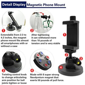 Magnetic Phone Mount Heavy Duty, Gym Phone Holder for Video Recording or Watch Media, Suitable for Motorcycles Tank, Gym Equipment, Car, Truck, Boat, Golf Cart, Attracts to Any Ferrous Metal Surface