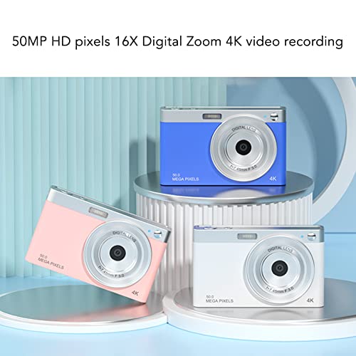 4K Digital Camera,2.88in IPS HD Mirrorless Camera,AF Autofocus 16X Digital Zoom 50MP Video Camera,Photography Camera with LED Fill Light,Macro Shooting (Blue)