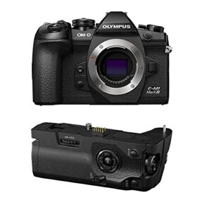 olympus om-d e-m1 mark iii mirrorless digital camera body, black hld-9 power battery grip