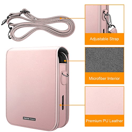 Fintie Protective Case for Polaroid POP 2.0 2 in 1- Premium Vegan Leather Bag Cover with Removable Strap for Polaroid POP 2.0 3x4 Instant Print Digital Camera, Rose Gold