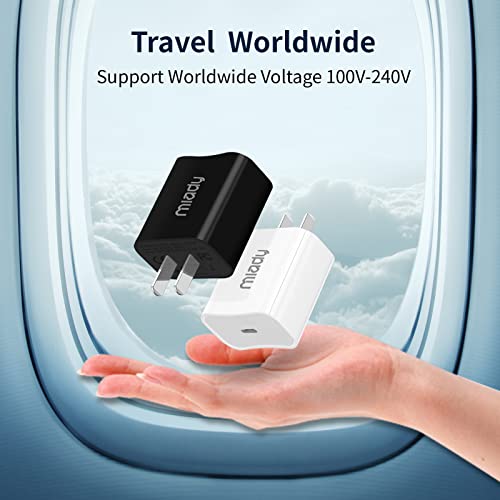 2 Pack 20W USB C Wall Charger, Miady Fast Charger Block Adapter Compatible for iPhone 14/14 Pro/14 Pro Max/13/13Pro/12/12 Pro, iPad AirPods Pro and More (Cable Not Included)