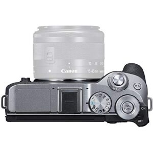 Canon EOS M6 Mark II Mirrorless Digital Camera (Silver) Body Only Kit with Auto (EF/EF-S to EF-M) Mount Adapter + 32GB Sandisk Memory + 100EG Padded Case and More.