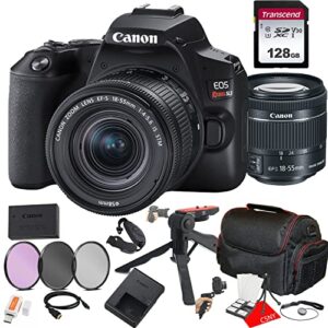 canon eos rebel sl3 dslr camera w/ef-s 18-55mm f/4-5.6 zoom is stm lens + 128gb memory + case + filters + tripod + 3 piece filter kit + more (24pc bundle)