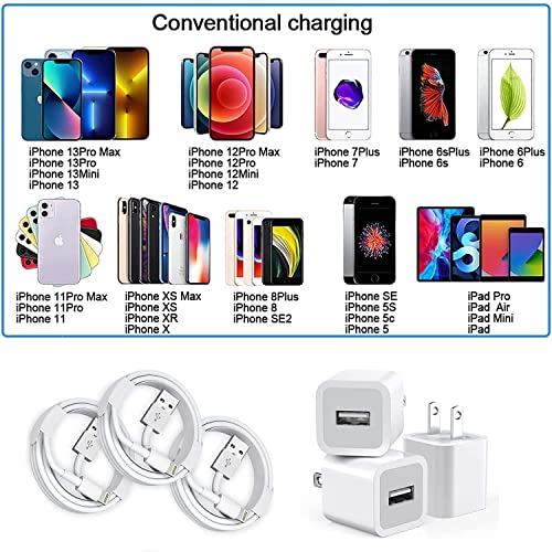 iPhone Charger, 3Pack【Apple MFi Certified】Lightning Cable 3ft iPhone Charger Cords and 3Pack USB Wall Charger Block Travel Plug Cube Adapter Compatible with iPhone 12/11 Pro/Xs/XR/X/8/Plus/13 and More