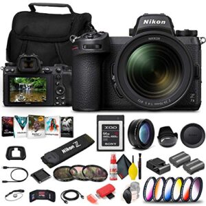 nikon z 7ii mirrorless digital camera 45.7mp with 24-70mm f/4 lens (1656) + 64gb xqd card + en-el15c + corel software + case + filter kit + telephoto lens + more – international model (renewed)