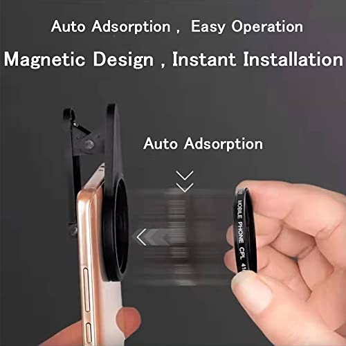 Kase 41mm Clip on Phone Magnetic CPL Filter Kit Includes Polarizer Filter, GND1.2 Filter, Lens Clip for iPhone 14 13 12 11 8 7 XR X XS, Android Smartphone