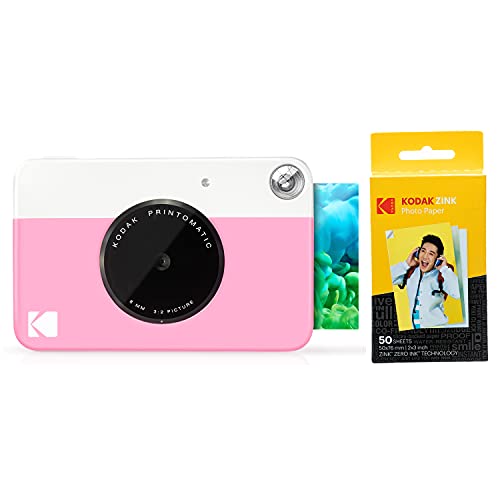 Kodak PRINTOMATIC Digital Instant Print Camera (Pink) with Kodak 2ʺx3ʺ Premium ZINK Photo Paper (50 Sheets)