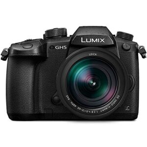 Panasonic LUMIX GH5 4K Mirrorless Digital Camera with Leica 12-60mm Lens, (DC-GH5LK), Bundle with LED Light, RODE VideoMicro Mic, Backpack, Battery, Charger, 128GB SD Card + Accessories