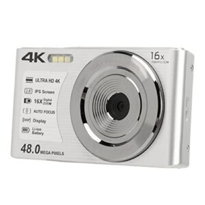 Mini Digital Camera, 2.8 Inch Screen Digital Camera 16X Digital Zoom Built in Fill Light for Beginners (Silver)