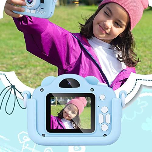 Keenso Kids Camera 2.0 Inch 2MP/1080P Selfie Kids Camera with 32GB Card and Case, Mini Rechargeable Kids Camera, (Sky Blue)