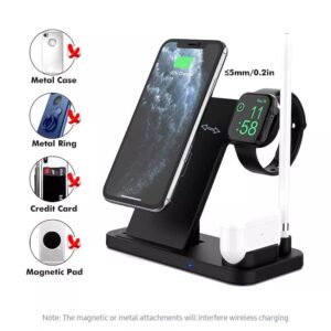 Xagross Desktop Fast Wireless Charging Station 4 in 1 for Phone/Watch/Airpods/Apple Pencil (Back)