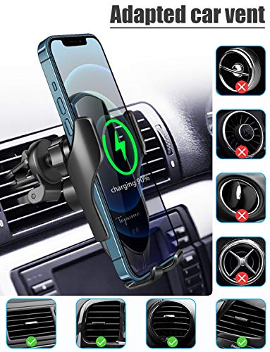 Wireless Car Charger,10W Qi Fast Charging Auto-Clamping Car Phone Mount Air Vent Phone Holder Compatible with iPhone 13/12/12Pro/SE/11/11Pro/11ProMax/XSMax/XS/XR,Samsung S10/S9/S8/Note10