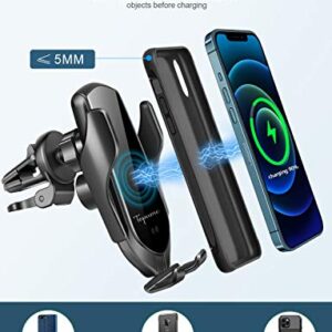 Wireless Car Charger,10W Qi Fast Charging Auto-Clamping Car Phone Mount Air Vent Phone Holder Compatible with iPhone 13/12/12Pro/SE/11/11Pro/11ProMax/XSMax/XS/XR,Samsung S10/S9/S8/Note10