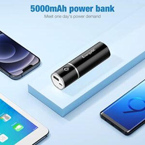 EnergyQC Slim 2 Portable Charger,Ultra-Compact 5000mAh Power Bank External Battery Compatible with iPhone,Samsung Galaxy,Airpods and More-Black