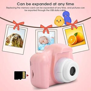 Kids Camera 2.0 Inch 1080P Selfie Kids Camera with 32GB Card, Mini Rechargeable Kids Camera, Ideal Gift for 3-9 Years Old Kids (Pink - Puqing Version)