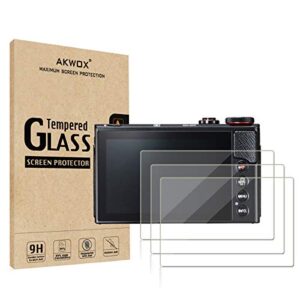 [3-Pack] Tempered Glass Screen Protector for Canon G7X Mark II G9X G9XII G7X G5X, Akwox 9H LCD Protective Cover