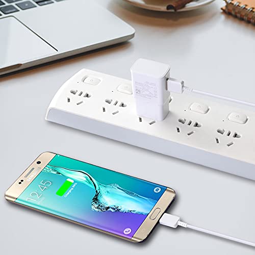 Adaptive Fast Android Charging Wall Charger with 5-Feet Micro USB Cable for Samsung Galaxy S7/S7 E/S6/S6 E/S5/Note5/4 /S4/S3/S2/J7 J7V J5 J3 J3V J2, LG G2 G3 K20, Moto E4 E5 E6, Tablet (2 Pack, White)