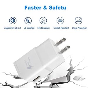 Adaptive Fast Android Charging Wall Charger with 5-Feet Micro USB Cable for Samsung Galaxy S7/S7 E/S6/S6 E/S5/Note5/4 /S4/S3/S2/J7 J7V J5 J3 J3V J2, LG G2 G3 K20, Moto E4 E5 E6, Tablet (2 Pack, White)