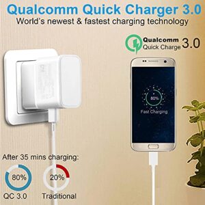 Adaptive Fast Android Charging Wall Charger with 5-Feet Micro USB Cable for Samsung Galaxy S7/S7 E/S6/S6 E/S5/Note5/4 /S4/S3/S2/J7 J7V J5 J3 J3V J2, LG G2 G3 K20, Moto E4 E5 E6, Tablet (2 Pack, White)