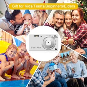 Digital Camera 4K 56MP Kids Digital Camera for Photography, Autofocus Small Digital Camera 20X Digital Zoom Portable Digital Camera for Boys and Girls with 32GB SD Card - Black&White