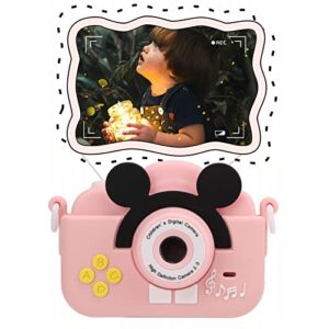 TOPINCN Kids Camera 2.0 Inch 2MP/1080P Selfie Kids Camera with 32GB Card and Case, Mini Rechargeable Kids Camera, (Pink)