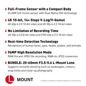 Panasonic LUMIX S5 Full Frame Mirrorless Camera (DC-S5BODY) and LUMIX S 20-60mm F3.5-5.6 L Mount Interchangeable Lens (S-R2060)