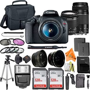 Canon EOS Rebel T7 DSLR Camera Bundle with EF-S 18-55mm + Canon EF 75-300mm f4-5.6 III Lens+ ZeeTech Accessory Bundle + 2 Pack SanDisk 128GB Memory Card