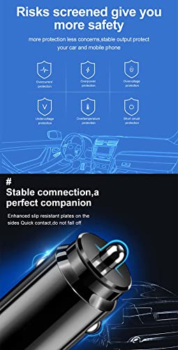 EONLINE 3.1A Charger PD Quick Car Charging Adapter USB C Car Charger Compatible with Samsung/Vivo/iPhone (Black),TE-339PD