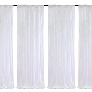 White Iridescent Sequin Backdrop Curtains 4 Packs 2ftx8ft Wedding Stage Background Backdrop Glitter Fabric Backdrop Drape