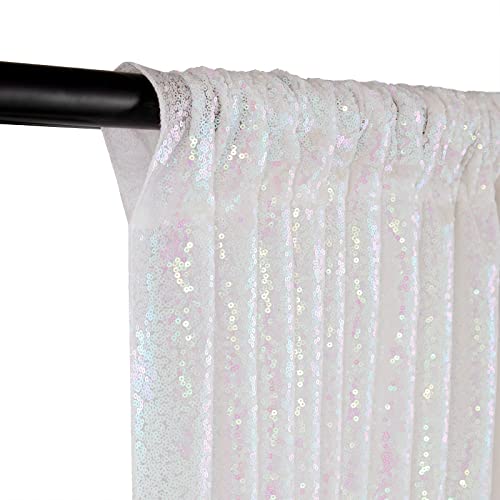 White Iridescent Sequin Backdrop Curtains 4 Packs 2ftx8ft Wedding Stage Background Backdrop Glitter Fabric Backdrop Drape