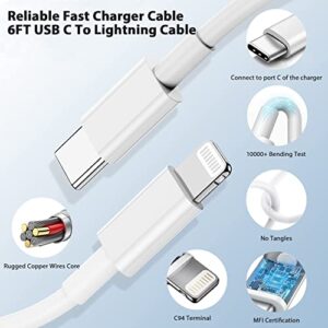 iPhone 14 13 Fast Charger, 40W Dual USB-C Quick Wall Charger[MFi Certified] 2pack 6FT Long Lightning Cable+Double Port Foldable USBC Apple Charger Fast Charging for iPhone 14/13/12/11/XR/XS/SE/iPad