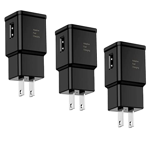 Adaptive Fast Charging Wall Charger Adapter Compatible Samsung Galaxy S8 S9 S10 S20 S21 S10e S6 S7 /Edge/Plus/Active, Note 5,Note 8, Note 9 and Other Smartphones/Devices, Quick Charge, 3 Pack