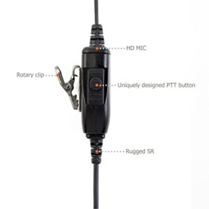 SHON Radio Law Enforcement earpiece - Walkie Talkie Headphones with Clear Mic and Speaker, Flexible G Type Swivel Ear Hook,Two Way Radio earpiece for Kenwood Police Walkie Talkies