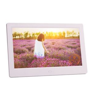 10 inch screen led backlight hd 1024 * 600 digital photo frame electronic album picture music movie full function good gift (color : white 4gb, size : eu plug)