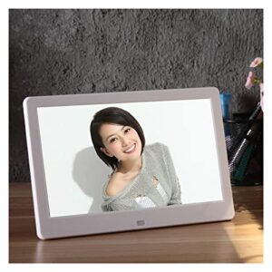 10 Inch Screen LED Backlight HD 1024 * 600 Digital Photo Frame Electronic Album Picture Music Movie Full Function Good Gift (Color : White 4GB, Size : EU Plug)