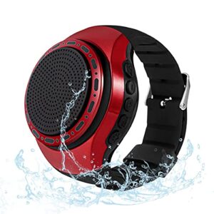 oridecor wireless wearable waterproof wrist portable bluetooth speaker watch with multi function fm radio & mp3 player & tws & selfie & ultra long standby time for running, hiking, riding（red）