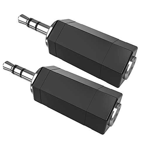 3.5mm Stereo to Mono Adapter, 2 Pack 3.5mm 1/8" TRS Stereo Male Plug to 3.5mm 1/8" Mono Female Jack