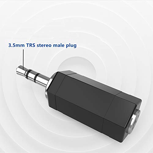 3.5mm Stereo to Mono Adapter, 2 Pack 3.5mm 1/8" TRS Stereo Male Plug to 3.5mm 1/8" Mono Female Jack