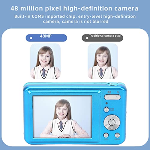 Portable Digital Camera, 48MP Digital Camera ABS Self Timer 8X Optical Zoom Automatic Light Sensitivity Speed Single Shot for Beginners