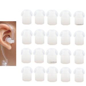 lsgoodcare 20pack white silicone rubber replacement mushroom eartips earbud compatible for motorola kenwood icom yaesu baofeng hyt midland cobra radio surveillance acoustic tube earpiece headset