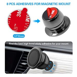 pop-tech Sticky Adhesive Replacement for Magnetic Car Mount, 8PCS Circular Heat Resistant 3M VHB Double Sided Strong Sticker Pads for Magnet Cell Phone Stand & Finger Ring Holder & Socket Grip Mount