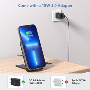 Fast Wireless Charger,15W Wireless Charging Stand with QC3.0 Adapter,Adjustable and Foldable for iPhone 14/13/12/11 Pro Max/Plus/XR/XS/8/Samsung Galaxy S21/S20/S9/Note 20/10/Google Pixel 7/6/5/4/Pro