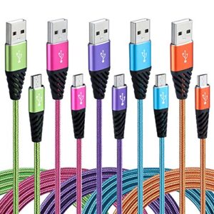 boenoea fast phone charger android 10ft 5-pack long micro usb cable braided compatible with samsung galaxy j3 j7 s6 s7 edge note 4 5 lg blackberry motorola xbox ps4 kindle