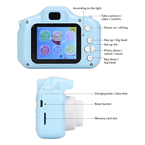 Cute Kids Camera, 400mAh Rounded Body 2in Screen Kids Camera for Outdoor for Indoor